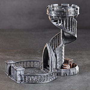 AUSPDICE DND Dice Tower - 36 Step Retro Color Tower for High Randomness in Table Games Like Dungeons and Dragons - Perfect Role Playing Game Gift (Ancient Silver Color)