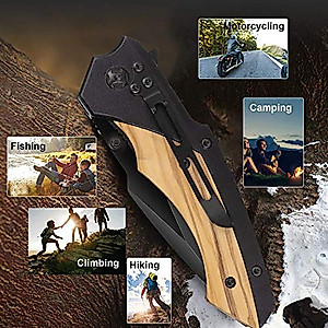 Jellas Pocket Knife, Bearing Folding Knives - 9Cr18 Stainless Steel Tactical Knife - Best Camping Hunting Fishing Survival Knife with Clip - Perfect Knives for Men and Women KN02