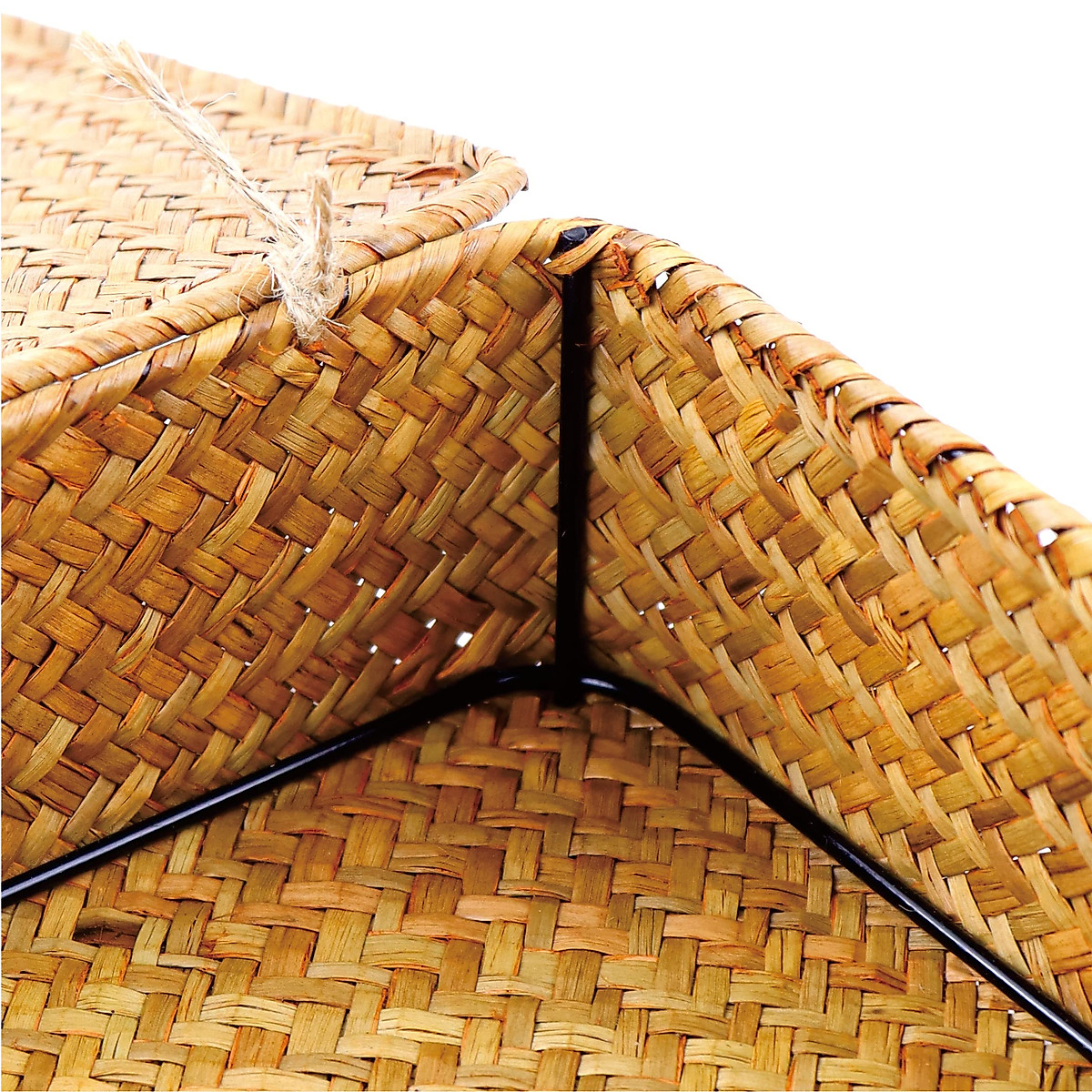 TWIGANDLAKE 2PCS Wicker Woven Storage Bins with Natural Seagrass Rattan Woven Organizer Boxes, Small and Large Wicker Basket Set with Lid for Shelf, Book