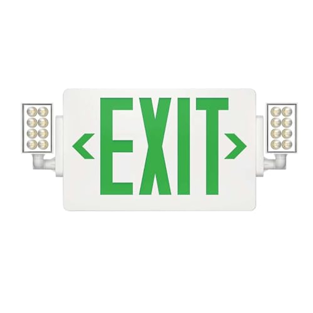 Spectsun 1 Pack Exit Signs with Emergency Lights,120-277VAC -LED Combo Emergency Light with Backup Battery-Double Face UL Listed Green Letter Exit Sign Lighting-Hard Wired-Fire Resistant