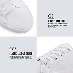 JABASIC Women Lace Up Platform Sneakers Comfortable Casual Fashion Sneaker Walking Shoes (8,White)