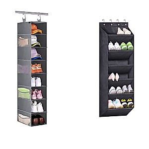 SLEEPING LAMB 8 Shelves Hanging Shoe Rack and 6 Tiers Oxford Over The Door Shoe Organizer