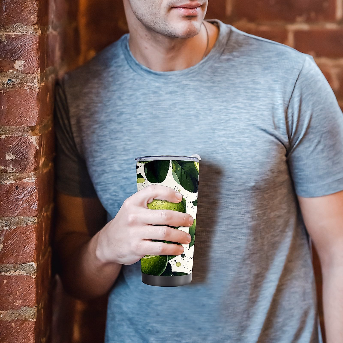 QWEUIOP 20oz Insulated Travel Coffee Mug Tropical Citrus Stainless Steel Tumbler with Lid Double Wall Vacuum Coffee Cup For Hot and Cold Drinks14324