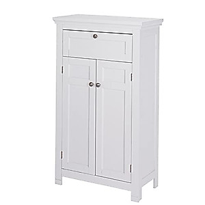 Spirich Freestanding Bathroom Cabinet with Drawer and Adjustable Shelf, Floor Tall Storage Cabinet (White)
