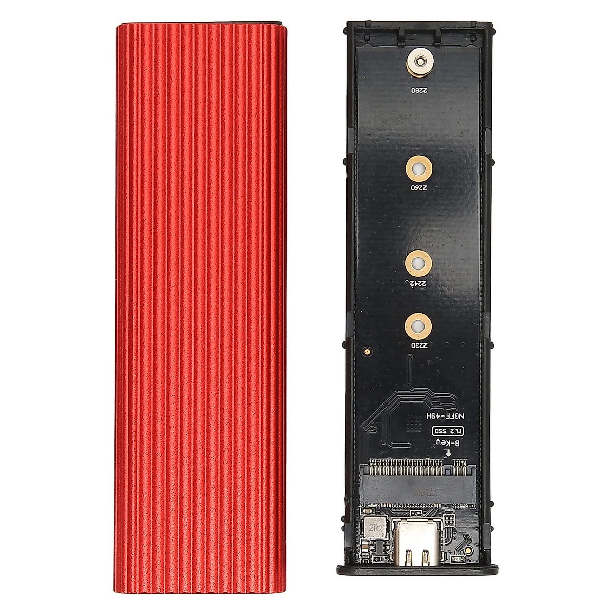 M.2 NVME SSD Enclosure Adapter, Tool USB C 3.1 Computer Solid State Drive, Support UASP, Compatible with SATA 2242/2260/2280, Red