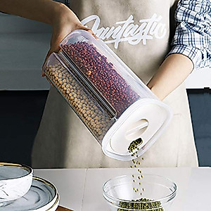 AIKENR Airtight Food Storage Container, Clear Kitchen Cereal Storage Containers with Airtight Food Lids and Compartments Ideal for Cereal Candy Snacks, 3L