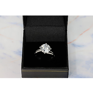 ORO LEONI 925 Sterling Silver Cubic Zirconia 7 Ct Round Solitaire Ring, Size 7