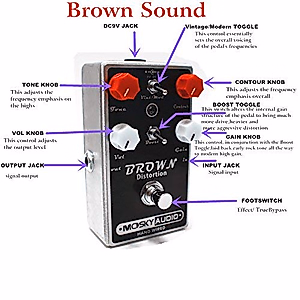 Mosky Audio BROWN Distortion Dual Toggle with Boost Option Hand-Wired Fast, Fast US Ship!