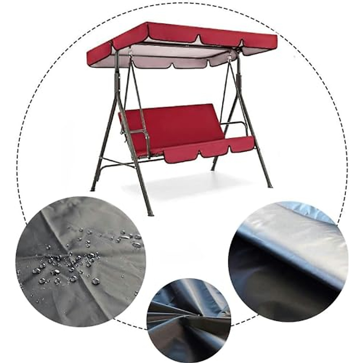 BTURYT Swing Top Replacement Canopy Cover, Outdoor Patio Swing Canopy Replacement Top Cover, 210DWaterproof Oxford Cloth Canopy Replacement Cover for 2/3-Seater-Swing Chair