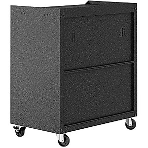 Pemberly Row Metal 2 Door Mobile Garage Storage Cabinet with Lock in Gray