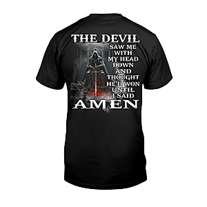 ATMTEE The Devil Saw Me with My Head Down T-Shirt, Christian T-Shirts, Christian Men T Shirts, Black T-Shirt for Christian (as1, Alpha, x_l, Regular, Regular, Black)