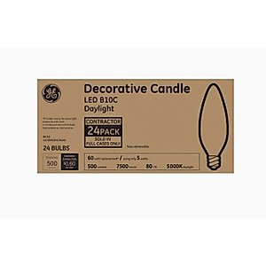 GE LED 60-Watt Equivalent B11 5000K Daylight Candle Light Bulb (24-Pack) Candelabra Chandelier