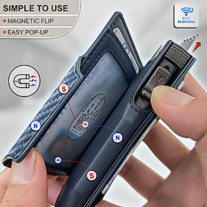 KEMISANT Airtag Wallet Men,Mens Slim Front Pocket Wallet Money Clip Standard or Apple Airtag Use 3.8"×2.8"×0.9"