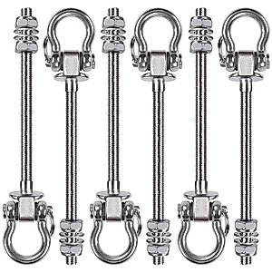 BeneLabel 6Pcs Wood Beam & I-Beam Hanger, Permanent Antirust Stainless Steel Heavy Duty Swing Hooks, Yoga Hammock Chair Sandbag, Swing Sets Hardware, 180° Swing, 7" x M2/5"