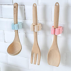 QWEQWE Broom Mop Wall Mount Holder Self Adhesive Tape, Brush Broom Gripper Holds, Storage Racks & Organization for Your Home, Kitchen Pan, Garage Bathroom Garden Tool Rack No Drilling 2 Pack-Blue