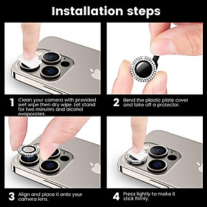 Tensea for iPhone 16 Pro Max/16 Pro/15 Pro Max/15 Pro/12 Pro Max Camera Lens Protector, Metal Aluminum Alloy Tempered Glass Cover Camera Screen Protector Accessories, Case Friendly