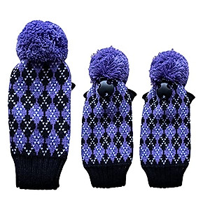 3pcs Knit Golf Club Head Covers,Golf Driver 3 5 Fairway Woods Covers, Pom Pom Golf Wood Headcovers Covers for Driver, 3 5 Woods - Purple