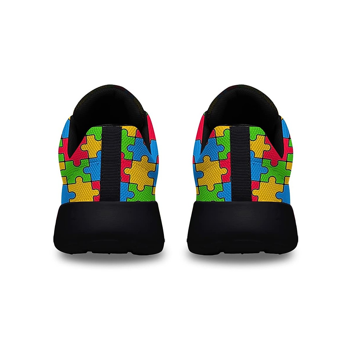 Autism Mom Shoes Womens Mens Running Sneaker Classic Autism Awareness Puzzle Print Tennis Walking Gym Shoes Gift for Mom Black Size 7.5