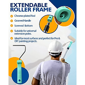 4 inch Small Paint Roller Tray Set, PinStone 12pcs 4" Mini Paint Roller with Extension Threads, 10 Microfiber Covers & Paint Preservation Tray Lid, Mini Rollers for Painting Walls, Cabinets, Touch-ups