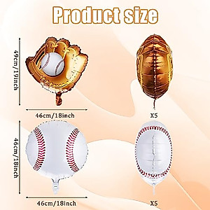 10 PCS Baseball Balloons Baseball Glove Balloons 18 Inch Balloons Sports Baseball Balloons Foil Baseball Glove Mylar Balloon Decorations for Baseball Themed Party Balloons Boys Girls Summer Birthdays