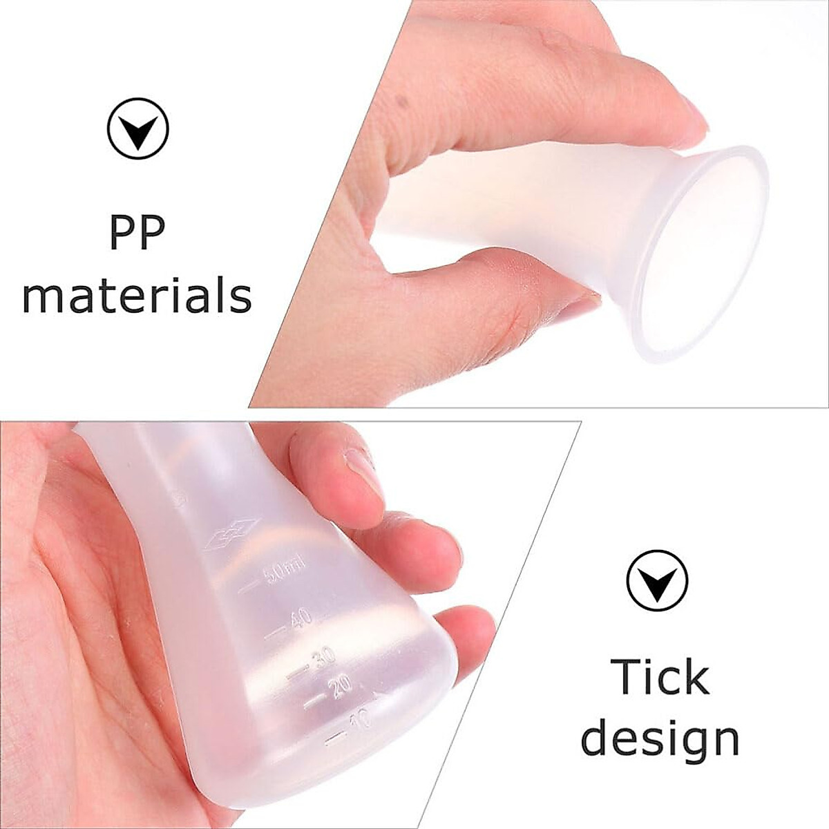 ULTECHNOVO Erlenmeyer Flask - 6pcs Plastic Conical Flask Clear Scale, 50ml Conical Flask for Lab Chemistry Students Educational Learning