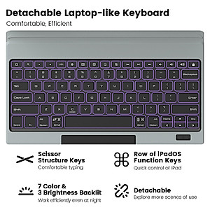 Nillkin Keyboard Case for iPad Air 13-inch (M3 2025/M2 2024), iPad Pro 12.9-inch (6th/5th/4th/3rd Gen) Rugged Case with Detachable Keyboard, Magic Trackpad, 7-Color Backlit, Portrait/Landscape, Black