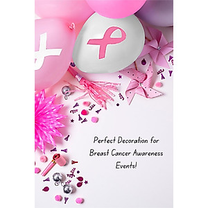 25 Pieces Pink Ribbon Balloon - Breast Cancer Awareness Balloons Set - 10 Inch Size (13 White, 12 Pink Balloons)