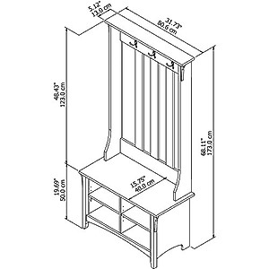 Bush Furniture Salinas Hall Tree with Storage Bench in Antique White