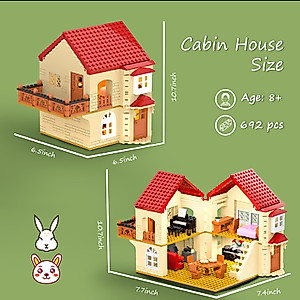 Tenhorses Cabin House Building Set, Cozy Log Country Home with Lighting Kit, Home Decor Creative DIY Birthday Toy Gifts for Girls or Adults (692pcs)