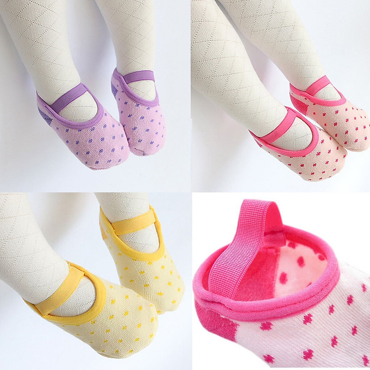 PlyingP Toddler Anti Slip Socks 5 Pairs Baby Socks Infants Baby Girl Mary Jane No-Show Crew Boat Ankle Socks Multicolor for 12-28 months baby girl