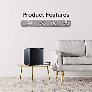 Walsh WSR17BK Compact Refrigerator, 1.7 Cu.Ft Single Door Fridge, Adjustable Mechanical Thermostat with Chiller, Reversible Doors, Black