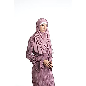 Anika Fashion Warehouse All Season Women Soft and Non-Slip Chiffon Long Scarf - Fashion Muslim Hijab Scarf Head Wrap Scarves 80 X 30 Inches Long Solid Color - Nude Pink