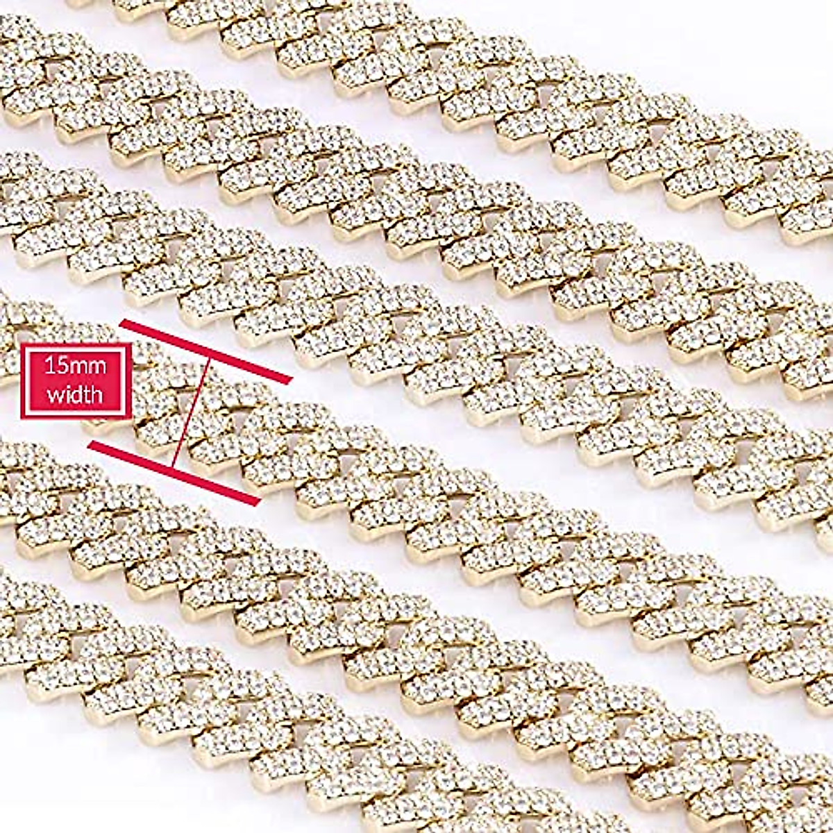 Emesly Solid Miami Cuban Link Chain Gold/Silver Necklace (16, 18, 20, 22, 24, 30 Inches Length); Hip Hop Bracelet (7.87" Length) for Men & Women; Perfect Iced Out Bling Jewelry Gift (Gold B 15mm, 16.00)