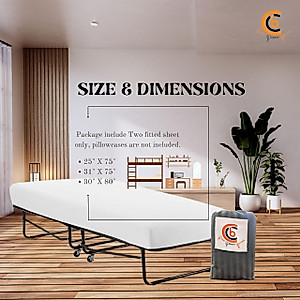 Cot Sheet 30" x 80" x 9" for Camping - 2 Piece Cot Fitted Sheet - Narrow Twin/Camp Rvs Bunk/Guest Beds/Camping Cot/Travel Trailers/Spilt Queen Bed, White Solid