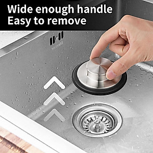 ROYALEAD 2pcs Sink Bath Plug 86mm Stainless Steel Chain Hook Simple Installation for Kitchen Bath Sink Drain Stopper Plug