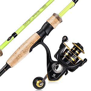 Sougayilang Fishing Rod and Reel Combo, Stainless Steel Guides Fishing Pole with Spinning Reel Combo for Saltwater and Freshwater-yellow-6.9ft and 3000