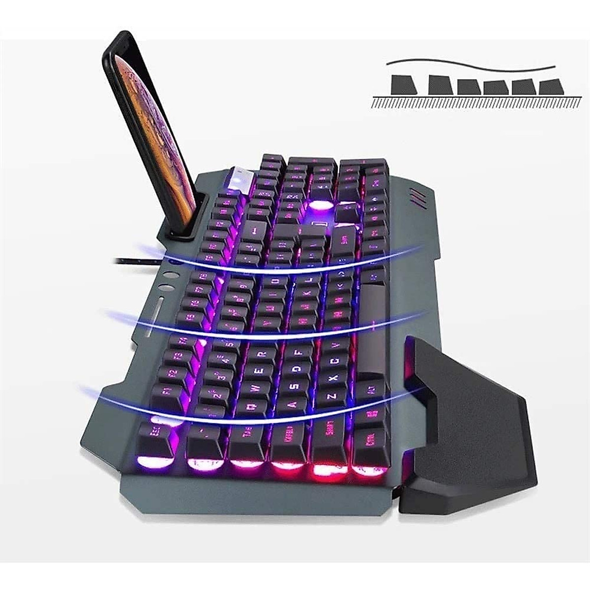 SMSOM Gaming Keyboard and Mouse Set, Mechanical Gaming Keyboard, RGB LED Backlit - 104 Keys, Wired USB Keyboards for PC Gamer Computer Desktop (Black)