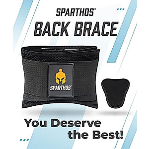 Sparthos Back Brace Immediate Relief from Back Pain, Herniated Disc, Sciatica, Scoliosis and more! - Breathable Mesh Design with Lumbar Pad- Adjustable Support Straps- Lower Back Belt- Size Large