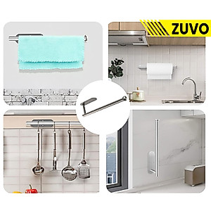 Paper Towel Holder Under Cabinet - (Silver) Adhesive Paper Towel Holders with Stainless Steel - Stick or Screw Towel Holders for Kitchen Cabinet, Bathroom, Wall Mount