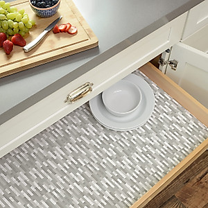 Con-Tact Brand Grip Prints Non-Adhesive Non-Slip Counter Top, Drawer/Shelf Liner, 18" x 4', Modern Marble Greystone