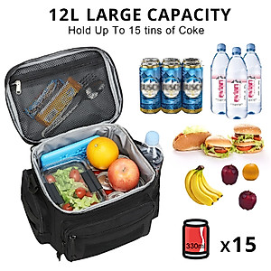 ATRIPACK Lunch Box for Men, Tactical Lunch Bag MOLLE Webbing Leakproof Insulated Large Lunch Cooler Women Adult Meal with Adjustable Shoulder Strap Durable Lunch Pail(Black)