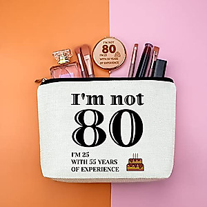 Funny 80th Birthday Gift Makeup Bag 80th Birthday Gifts for Women Grandma Mom Turning 80 Years Old Pocket Makeup Mirror Eighty Years Old Birthday Gifts Cosmetic Bag for Wife Aunt Sister Friend