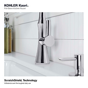 Kohler R28706-SD-CP Kaori Single Handle Kitchen Faucet with Pull Down Sprayer and Soap Dispenser, Polished Chrome
