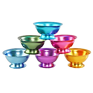 HOME-X Colorful Aluminum Bowls, Serving Dishes, Assorted Colors, Set of 6 – 4 ½” D x 2” H