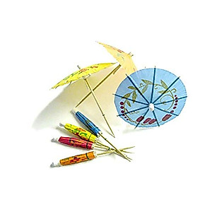 KingSeal Umbrella Parasol Cocktail Picks, Cupcake Toppers, 4 Inch, Assorted Colors - 1 pack of 144 each