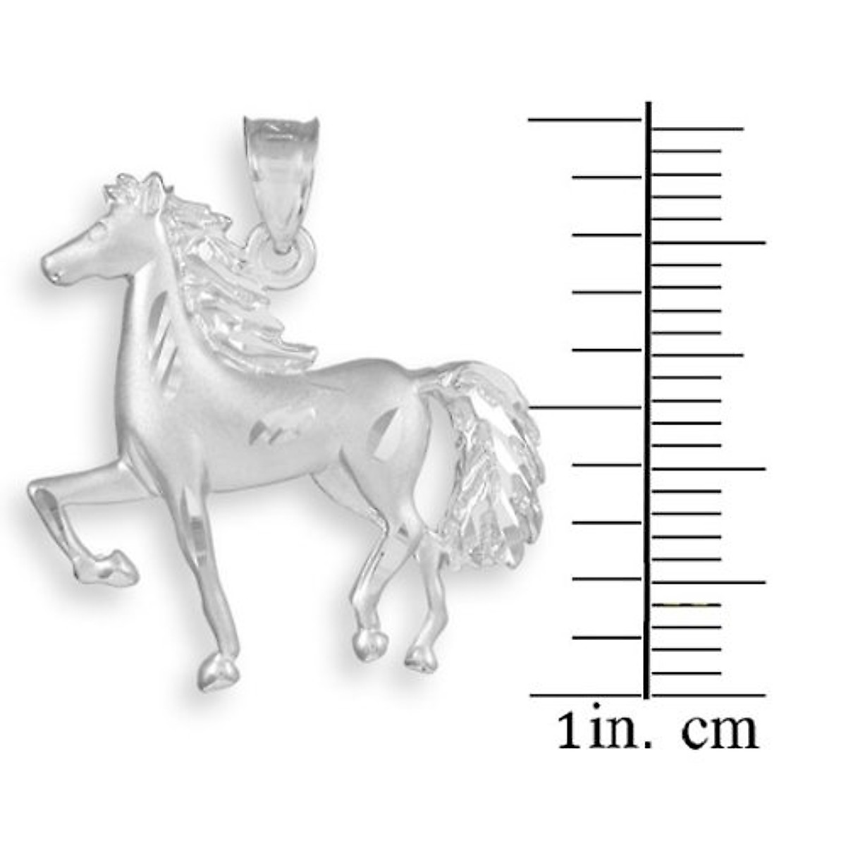 Animal Kingdom 925 Sterling Silver Satin Finish Horse Charm Pendant