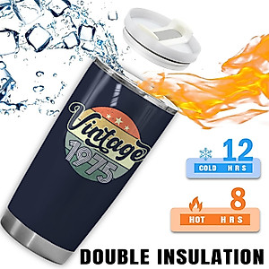 FROOBLEQUIRK 50 Years Old 1975 20 Oz Tumbler – 50th Birthday Gift for Men, Women, Mom, Dad, Wife, Husband, Grandpa, or Grandma, Funny 50-Year-Old Gift & Birthday Decoration