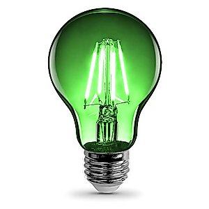 Feit Electric A19/TG/LED 40W Equivalent 4.5 Watt Dimmable Filament Clear Glass A19 LED Light Bulb, Green