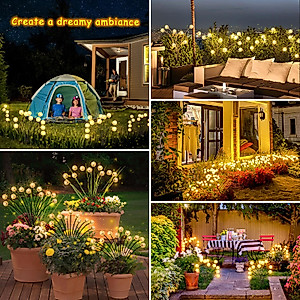 Solar Garden Lights 4 Packs 48 LED, Firefly Lights Solar Outdoor Waterproof, Moroccan Swaying Outdoor Lights with 2 Modes, High Flexibility Solar Powered Yard Patio Walkway Decoration Warm White