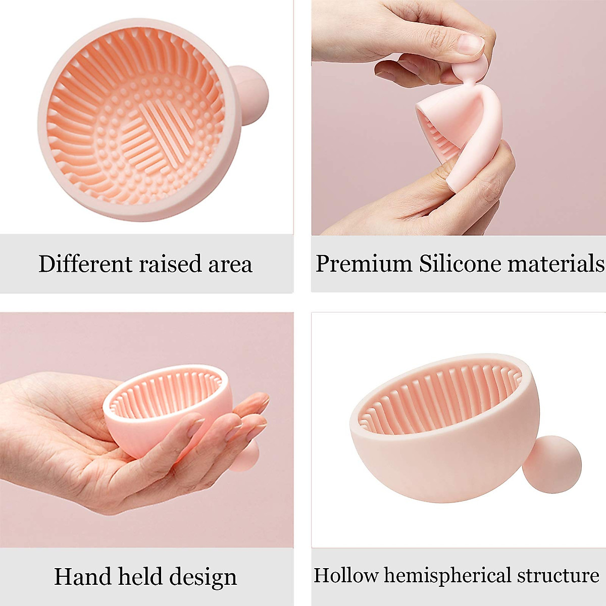 Pubcontti Asion Brush Cleaning Pad，Silicone Makeup Cleaning Brush Scrubber Bowl Portable Washing Tool Cosmetic Brush Cleaner for Girl-Easy Clean